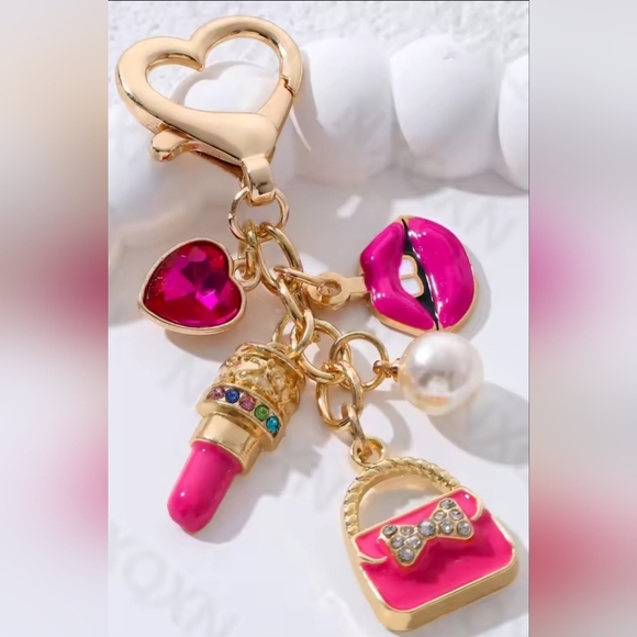 Accessories | Chic Pink Charm Keychainbag Charm Nwot | Poshmark